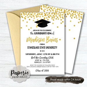 Graduation Party Invitation Graduation Ceremony Invitation Gold Foil ...