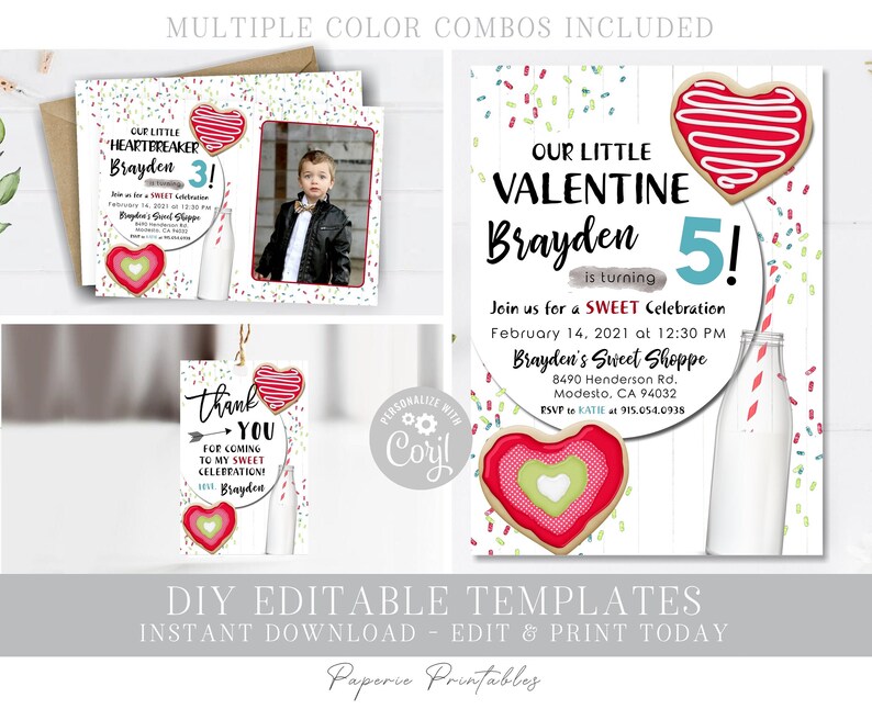 EDITABLE Valentine's Day Birthday Bundle Sweethearts | Etsy