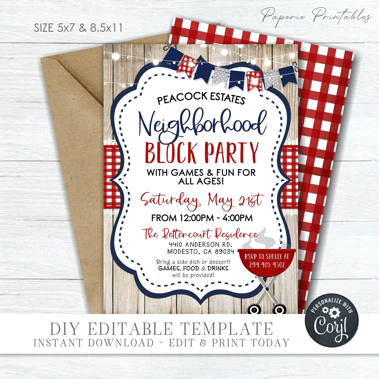Editable Neighborhood Block Party BBQ Invitation Neighborhood - Etsy