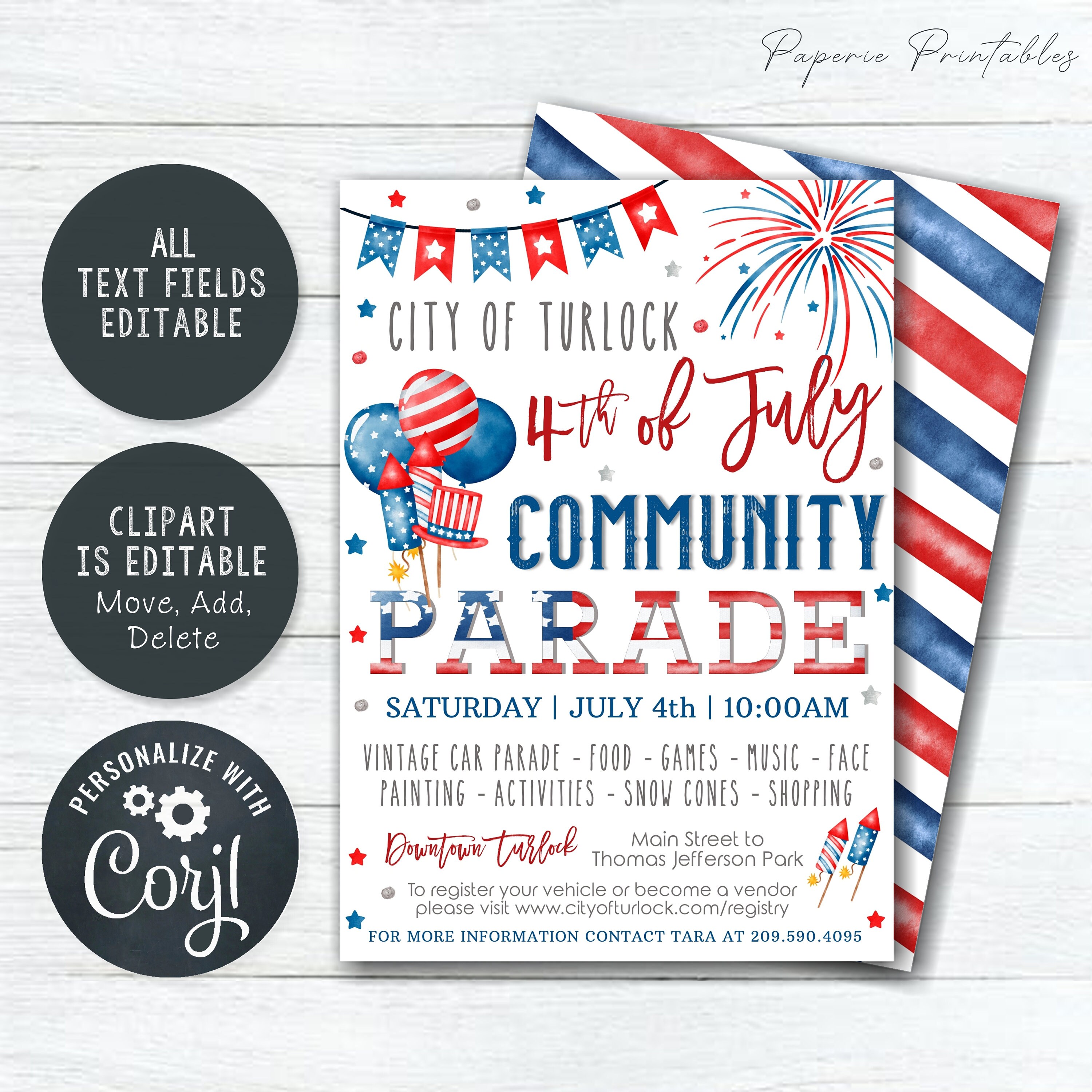 EDITABLE 4th of July Community Parade Flyer 4th of July - Etsy