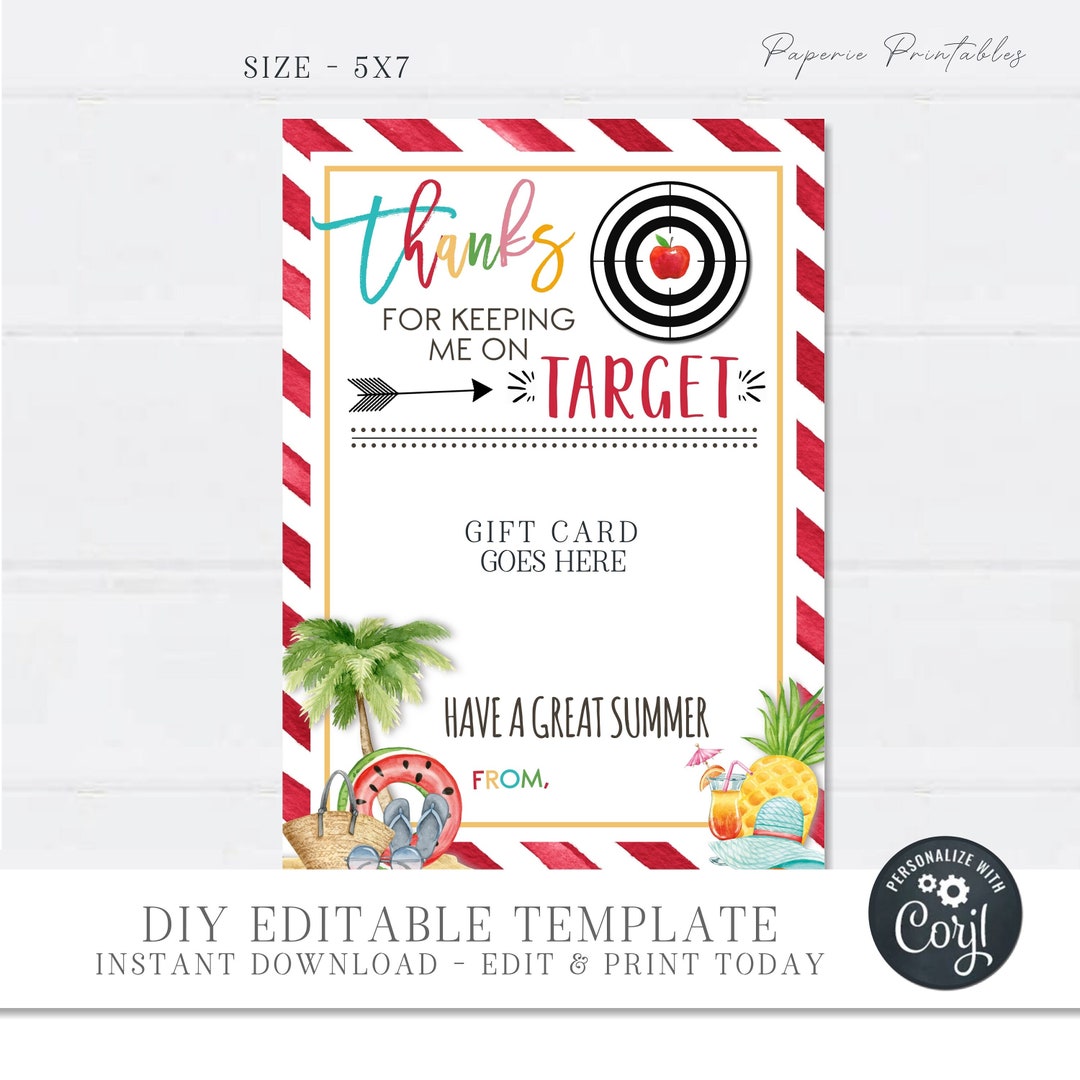 EDITABLE End of School Teacher Gift Card Holder, Thanks for Keeping Me ...