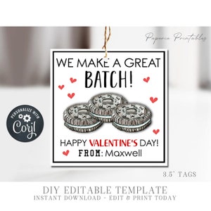 EDITABLE Cookie Valentine Cards, Cookie Valentine Tags, School ...