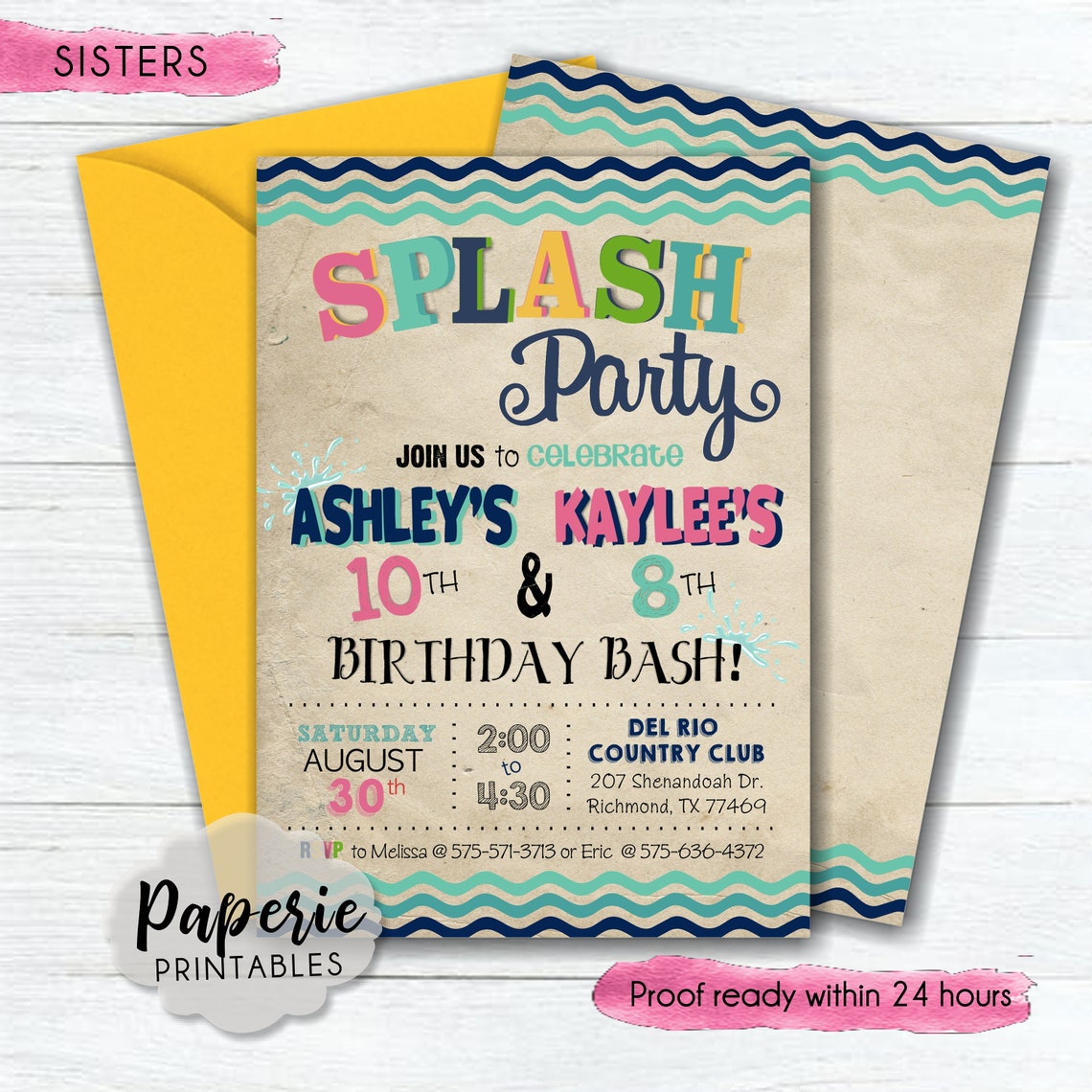 SPLASH Party Birthday Invitation Siblings Splash Party - Etsy