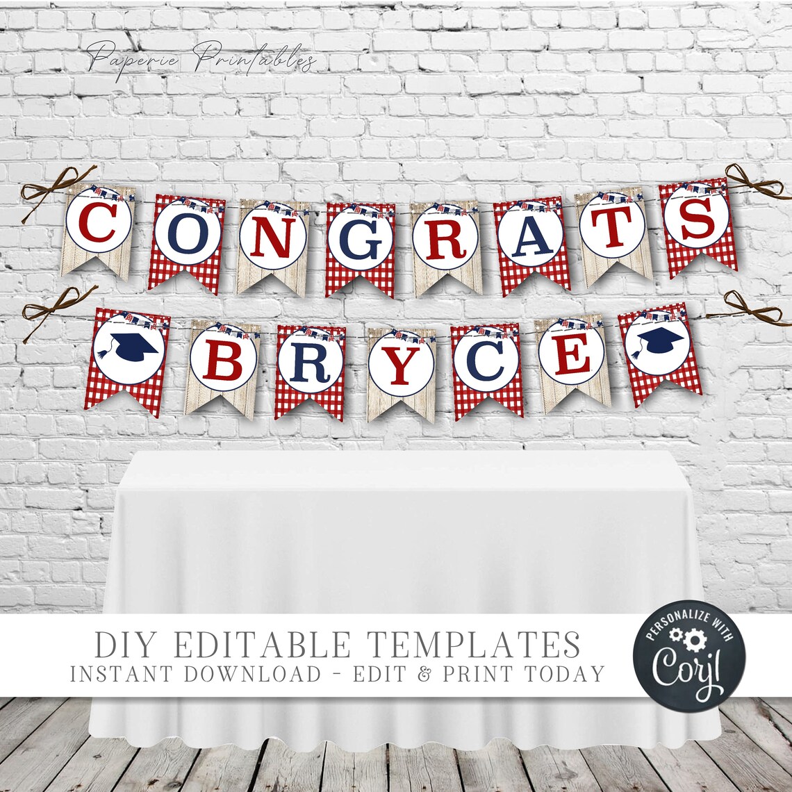 EDITABLE Graduation Congratulations Banner Graduation Pennant - Etsy