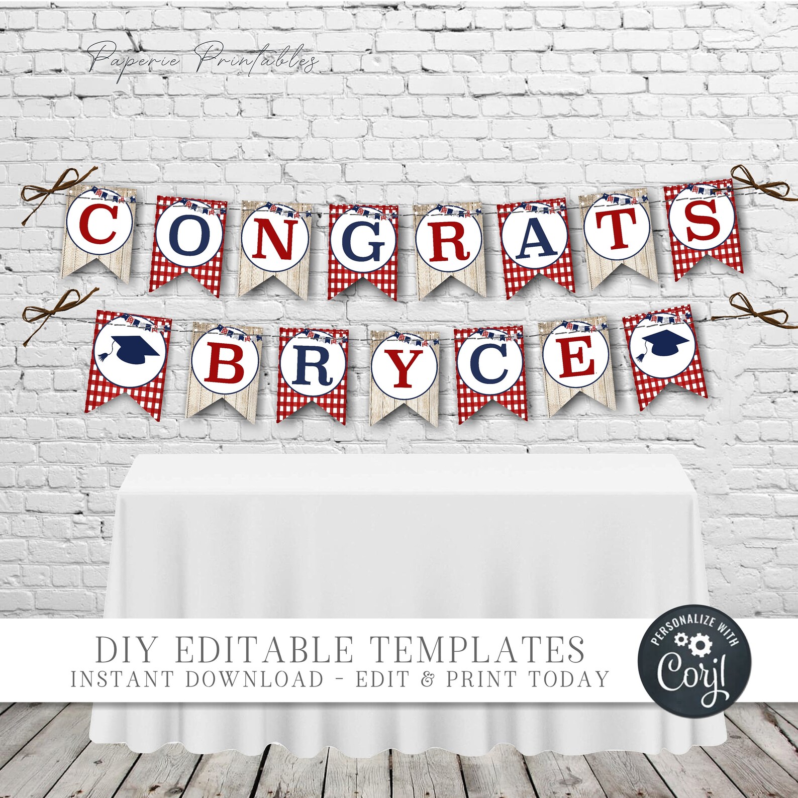 EDITABLE Graduation Congratulations Banner Graduation Pennant - Etsy