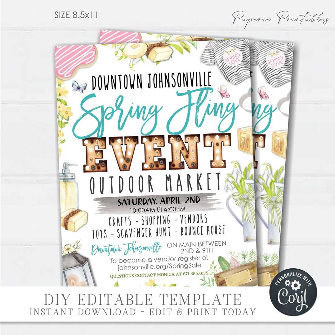 EDITABLE Spring Event Flyer, Spring Shopping Flyer, Spring Fling ...