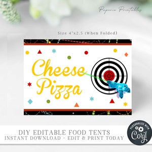 Editable Laser Tag Food Label Tent Cards (digital Download) #BP08 - Etsy