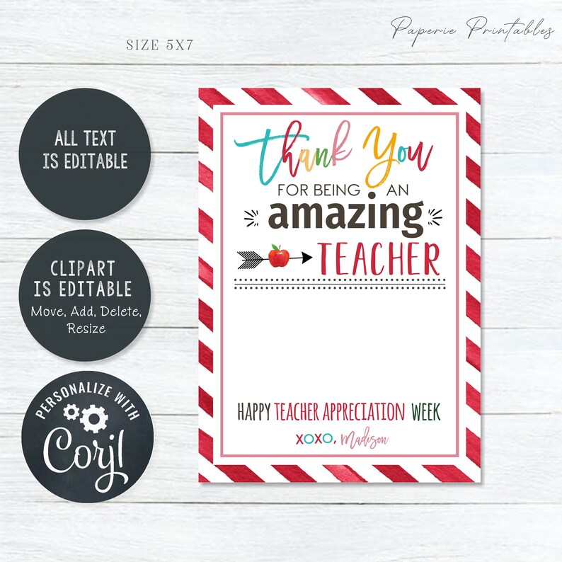 Editable Teacher Appreciation Gift Card Holder (5x7) (corjl) - Etsy