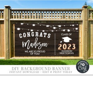 Rustic Graduation Banner: Editable Class of 2024 Backdrop (digital ...