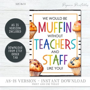 EDITABLE Muffin Teacher Appreciation Sign, Teacher Appreciation Muffin ...