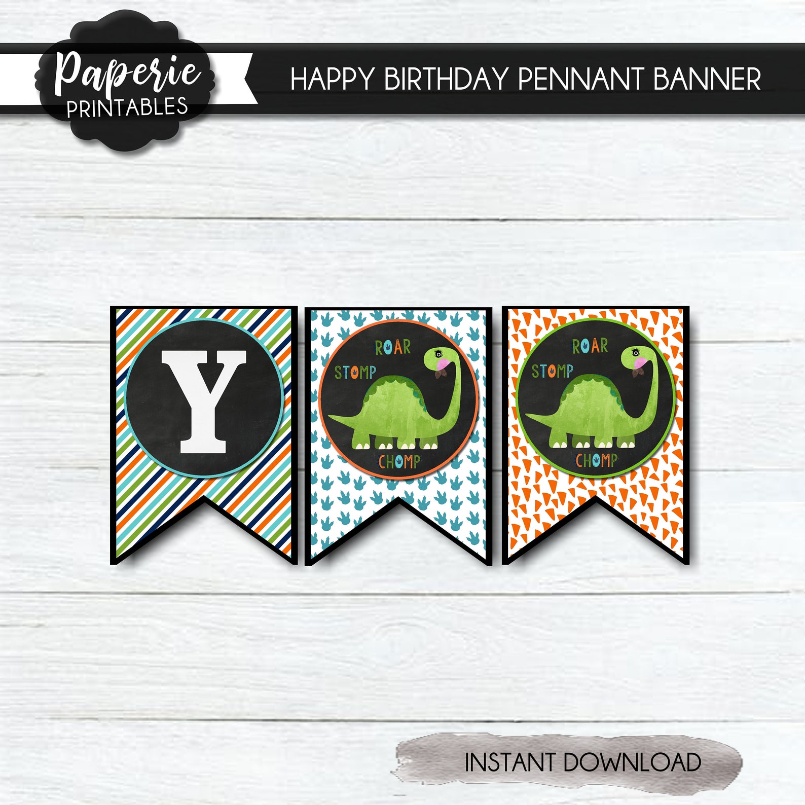 Boy Dinosaur Happy Birthday Banner Dinosaur Pennant Banner | Etsy