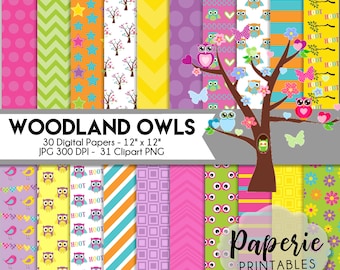 Digital Owl Clipart | Etsy