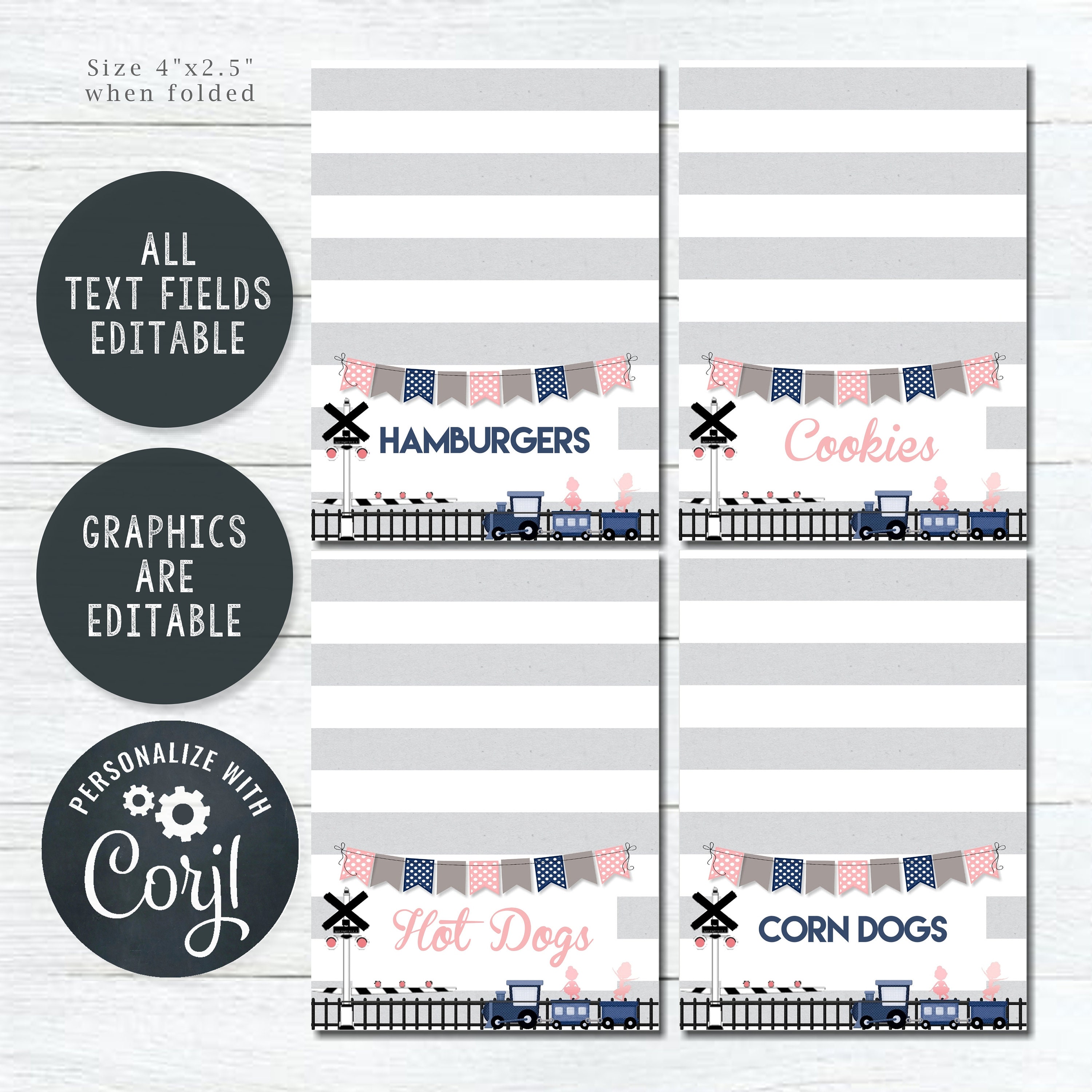 EDITABLE Choo Choos and Tutus Birthday Party Food Tents Food - Etsy