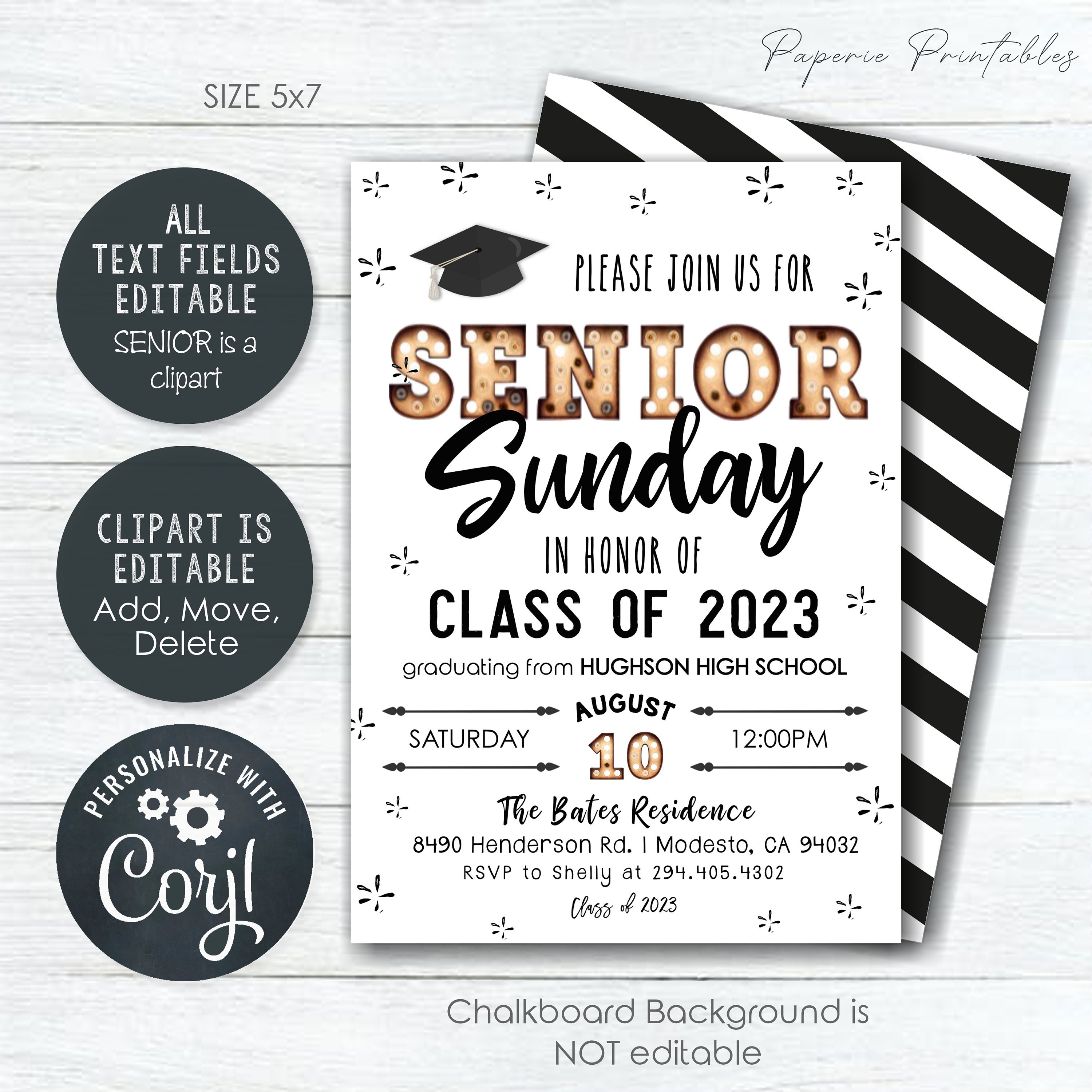 Editable Senior Sunday Graduation Invitation Template (digital Download ...