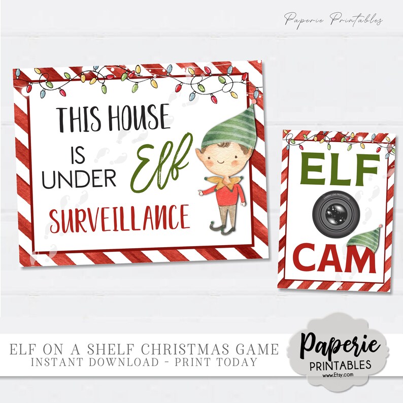 Editable Elf Surveillance Sign: Christmas Game Printable (DIY With ...