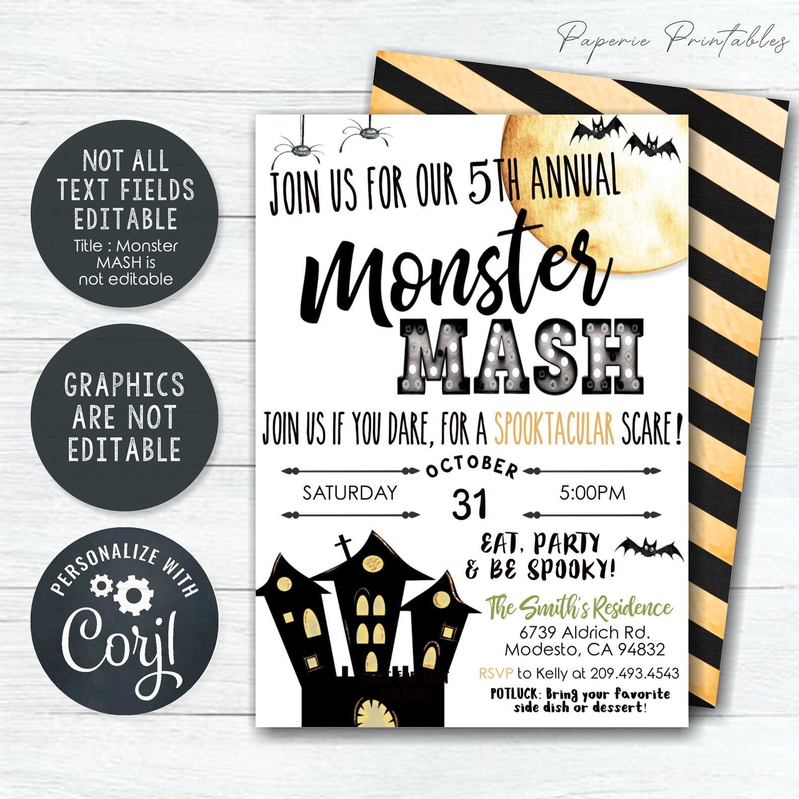 EDITABLE Halloween Party Invitation Monster Mash Halloween - Etsy