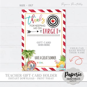 EDITABLE End of School Teacher Gift Card Holder, Thanks for Keeping Me ...