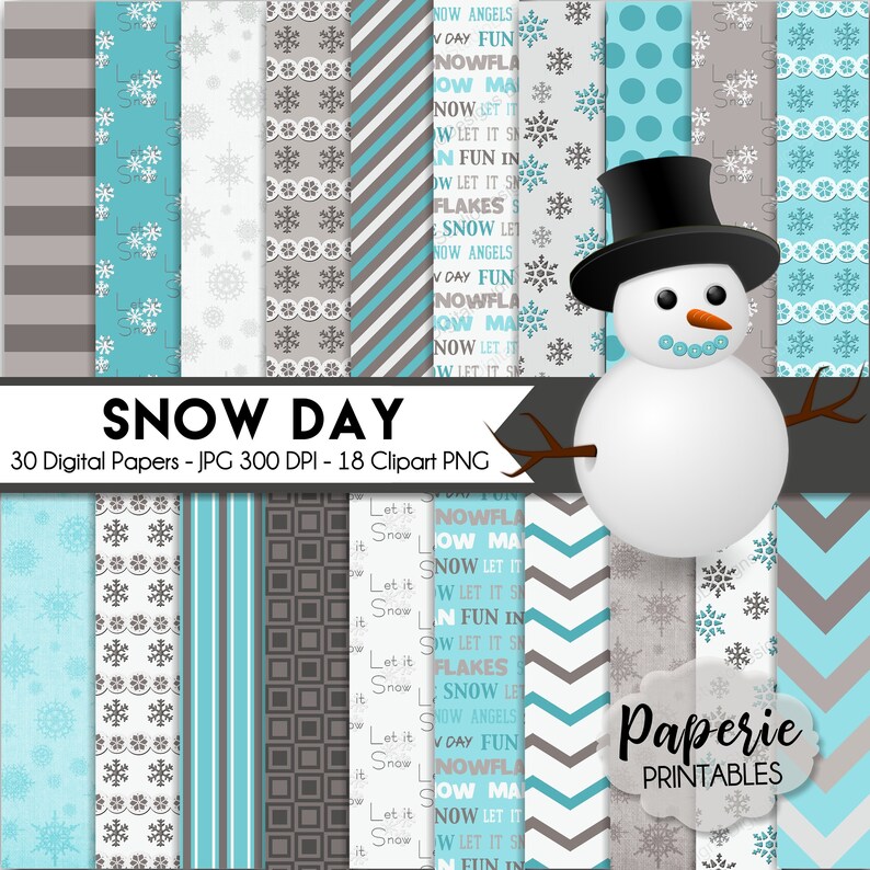 Snow Day Digital Paper 12x12 Digital Scrapbooking Paper 30 - Etsy