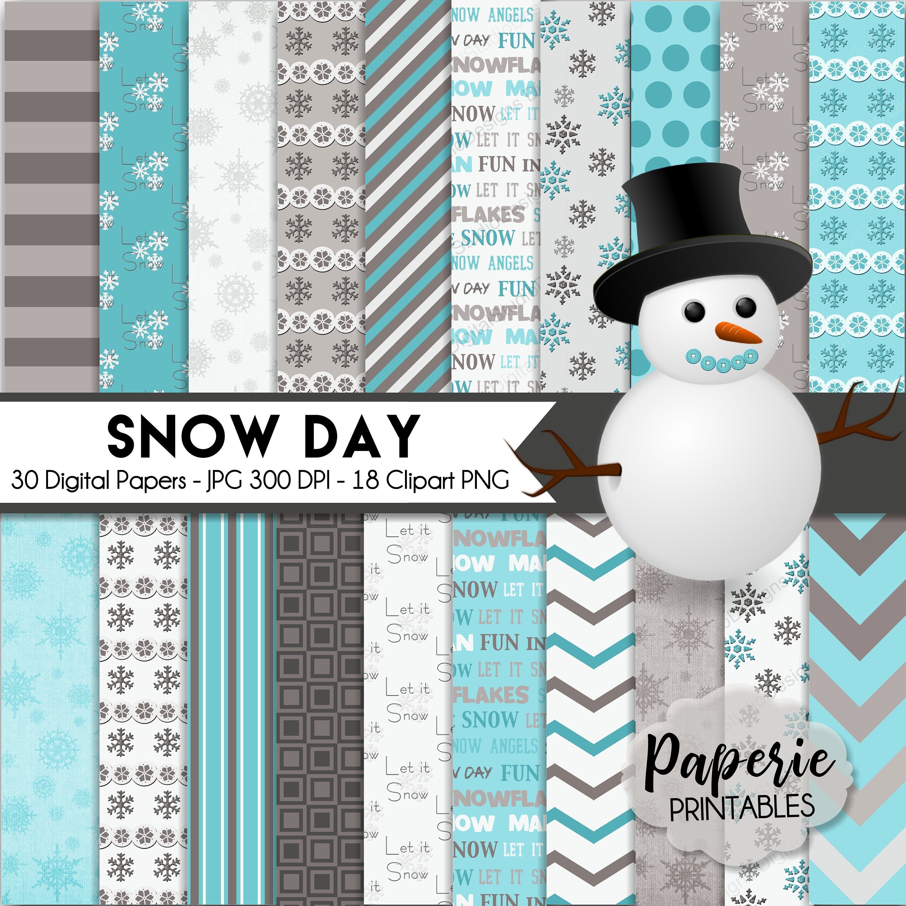 Snow Day Digital Paper 12x12 Digital Scrapbooking Paper 30 | Etsy