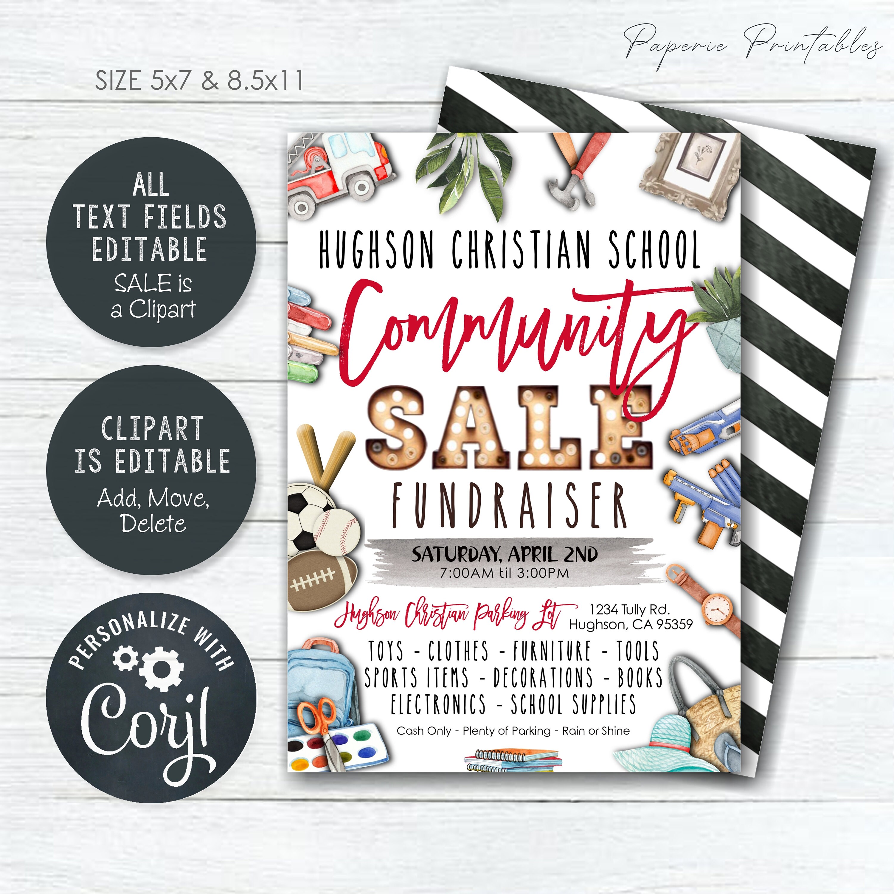 EDITABLE Yard Sale Flyer, Garage Sale Flyer, Rummage Sale Flyer, Yard ...