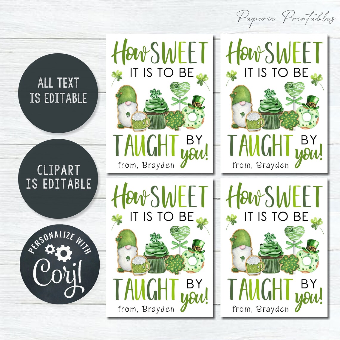 Editable St. Patrick's Day Teacher Gift Tag, Happy St. Patrick's Day ...