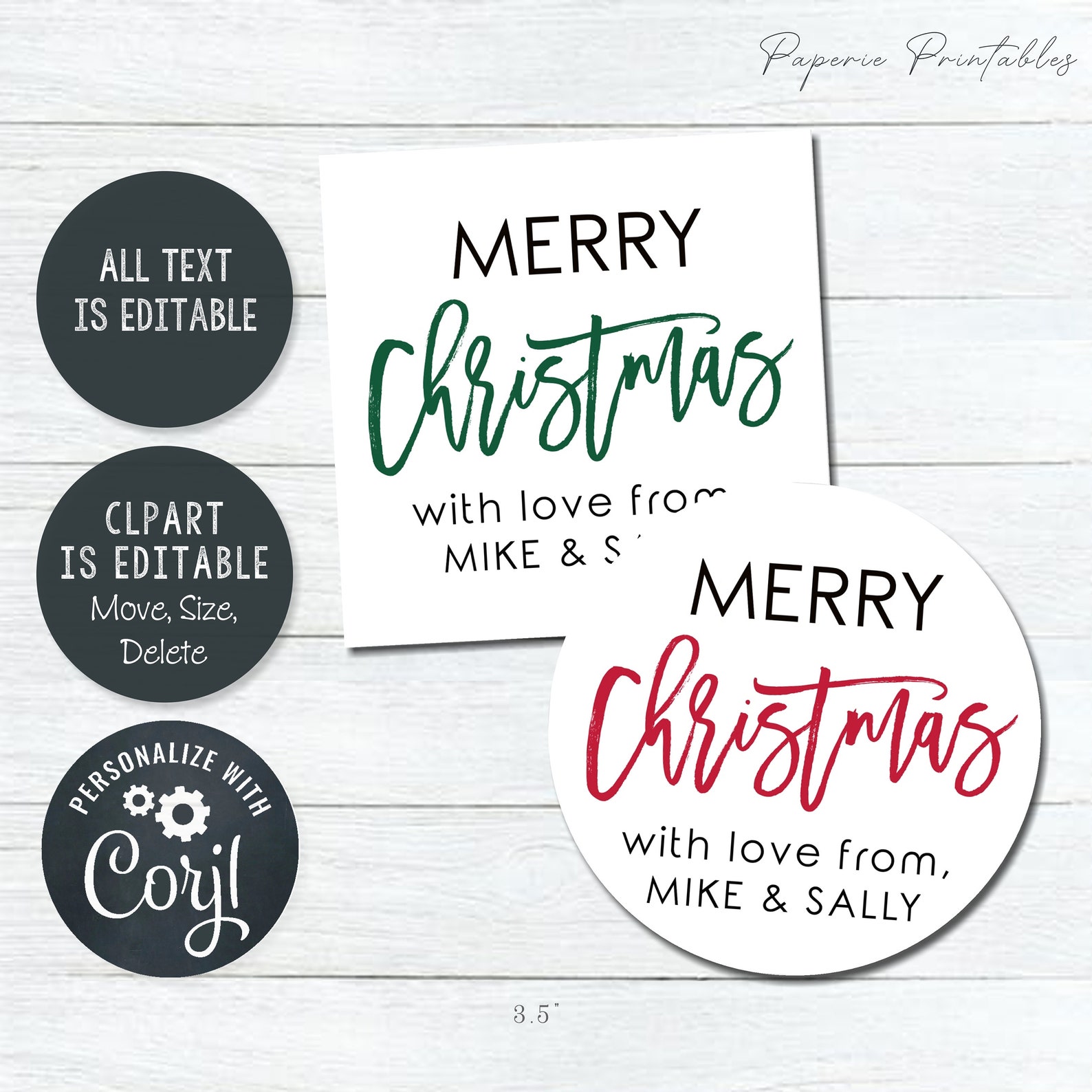 Editable Merry Christmas Gift Tags, Holiday Gift Tags, Printable Merry ...
