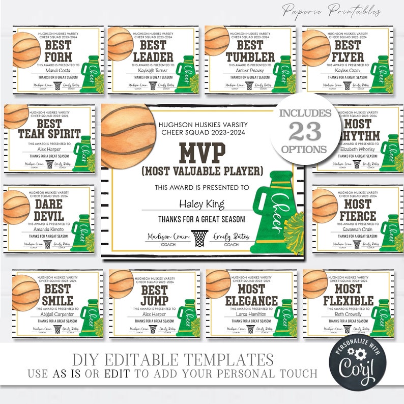 Editable Cheerleading Award Certificate: End of Season Team Awards (DIY ...