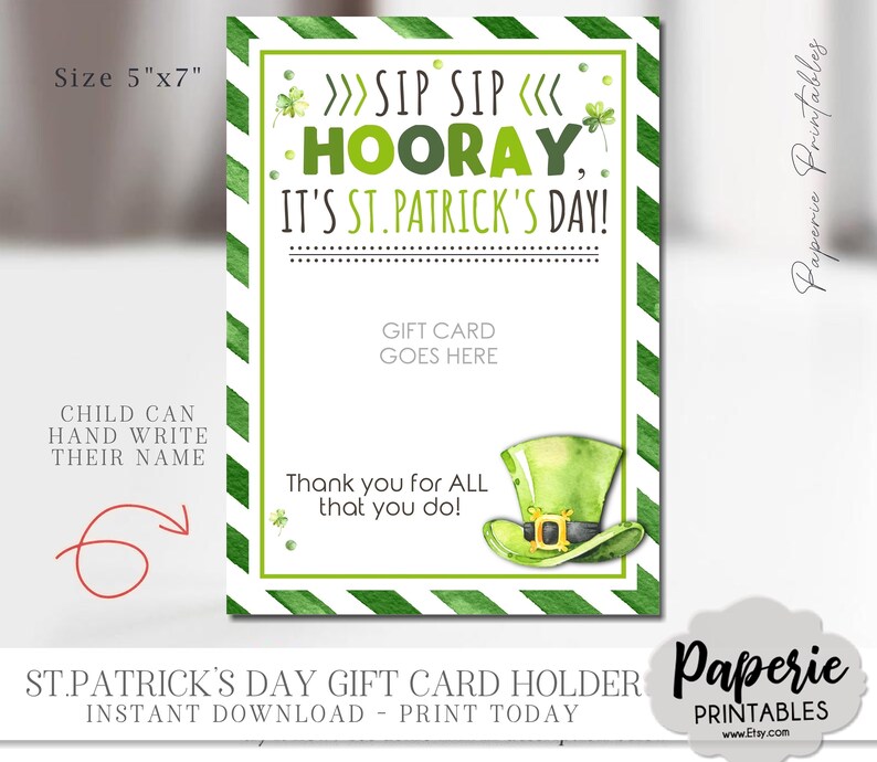 St. Patrick's Day Teacher Gift Card Holder Employee - Etsy