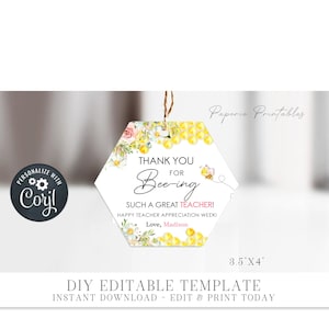 EDITABLE Lip Balm Teacher Appreciation Gift Tag, Bee Teacher ...