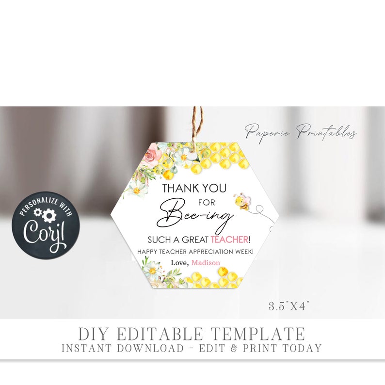 EDITABLE Lip Balm Teacher Appreciation Gift Tag Bee Teacher - Etsy