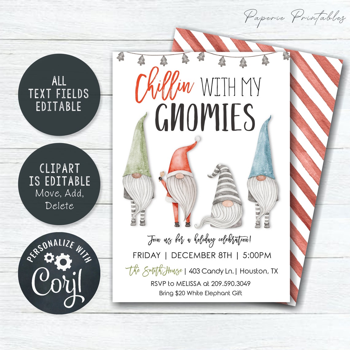 EDITABLE Chillin With My Gnomies Gnome Christmas Party - Etsy