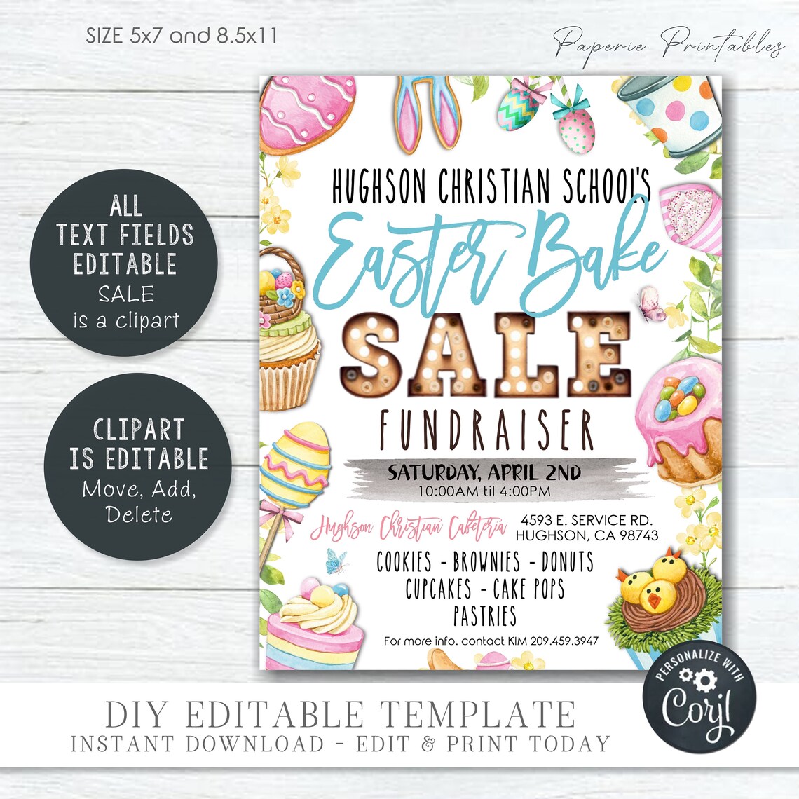 EDITABLE Easter Bake Sale Flyer Printable Easter Event Flyer | Etsy