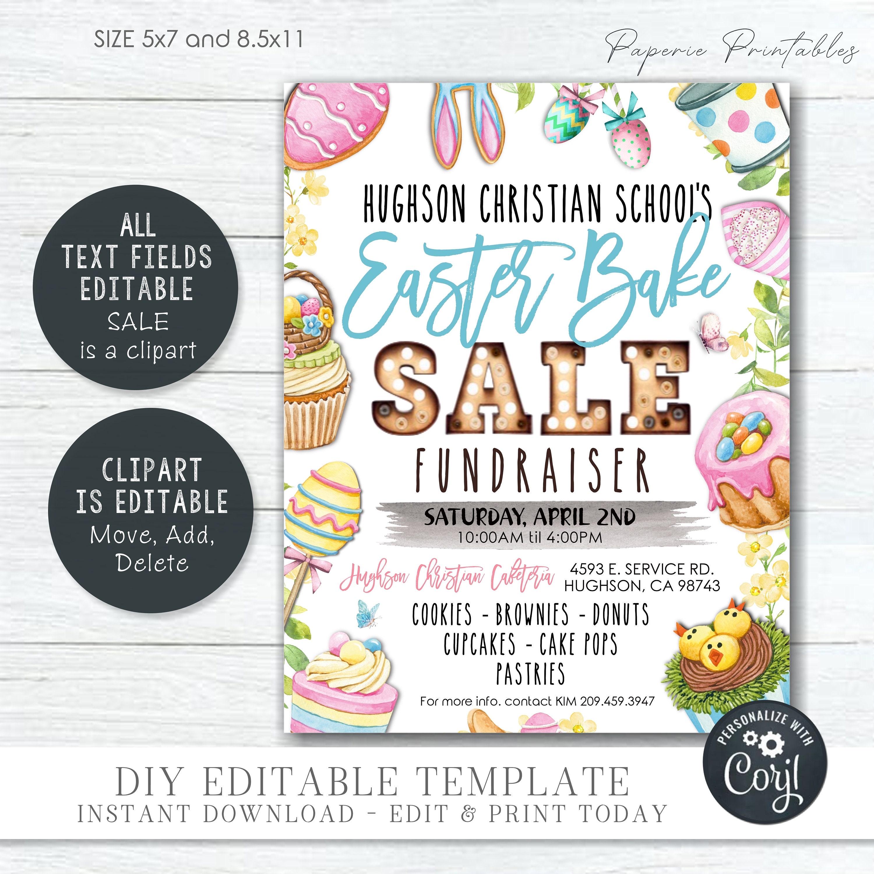 EDITABLE Easter Bake Sale Flyer Printable Easter Event Flyer | Etsy