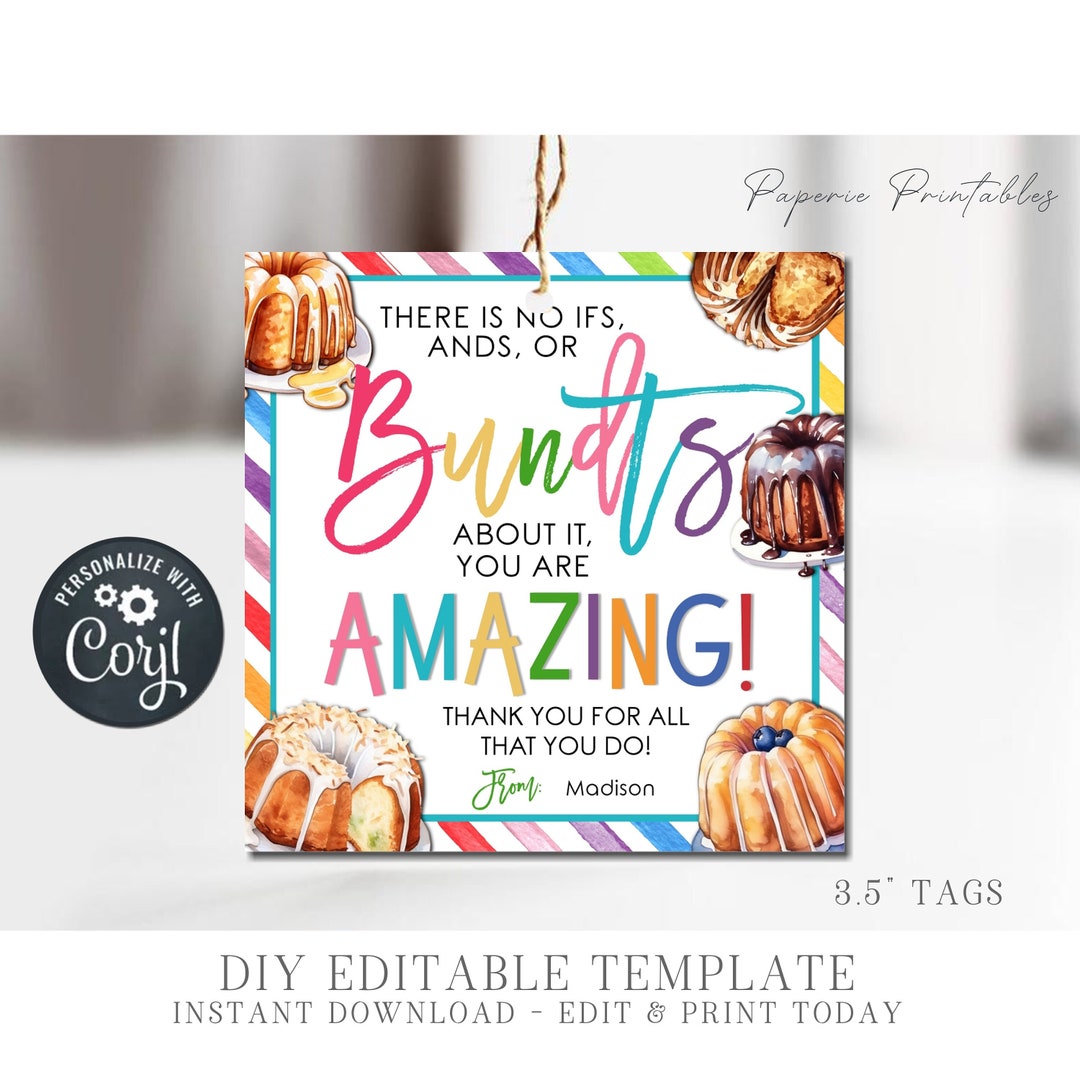 Editable Bundt Appreciation Tag: Teacher Thank You (DIY Corjl) #TAW12 ...