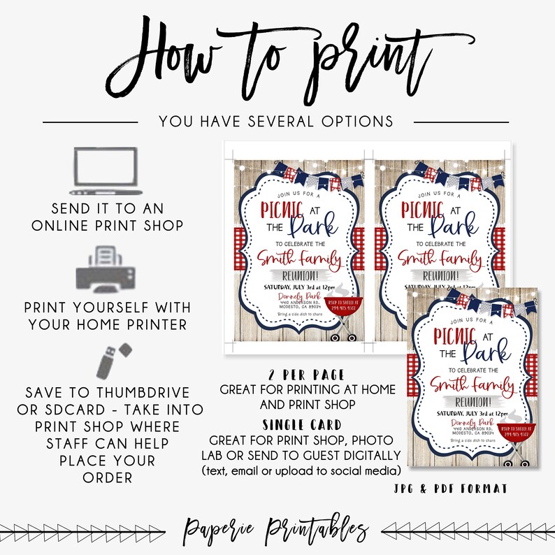 EDITABLE Family Reunion BBQ Invitation Picnic Party - Etsy