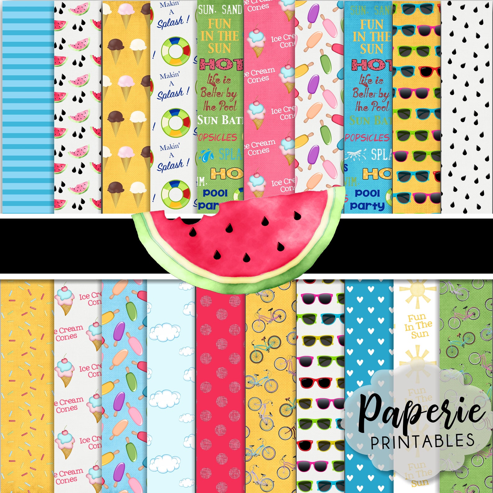 Hello Summer Digital Paper 8.5x11 Digital Scrapbooking Paper - Etsy