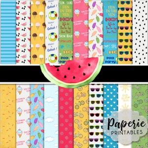 Hello Summer Digital Paper - 12x12 Digital Scrapbooking Paper - 50 ...