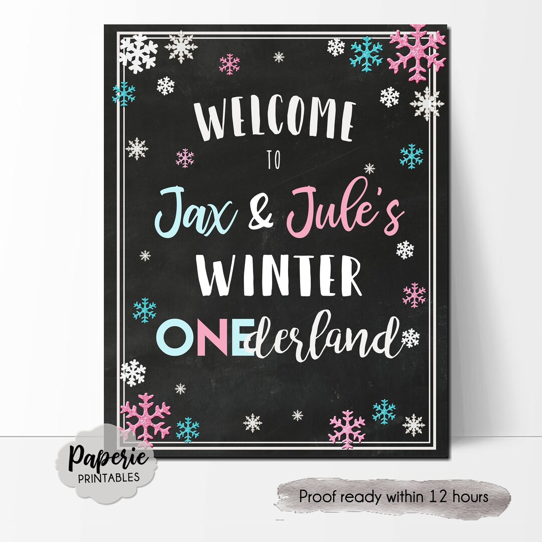 Winter Wonderland Welcome Sign Winter Onederland Welcome Party Sign ...