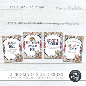 EDITABLE Cowboy Party Signs, Western Party Signs, Cowgirl Birthday ...
