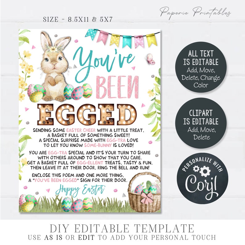 Editable You've Been Egged Easter Game Printables (DIY Digital Download ...
