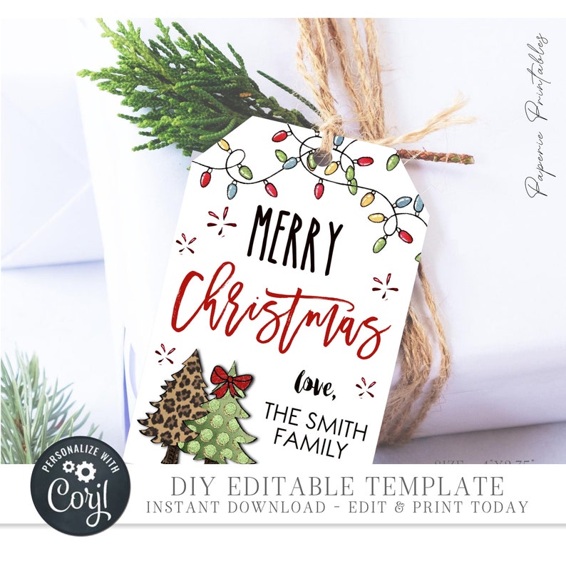 Editable Merry Christmas Tag Merry Christmas Gift Tag - Etsy