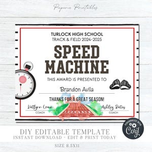 Editable Track and Field Award Certificates: DIY Printable (corjl) - Etsy