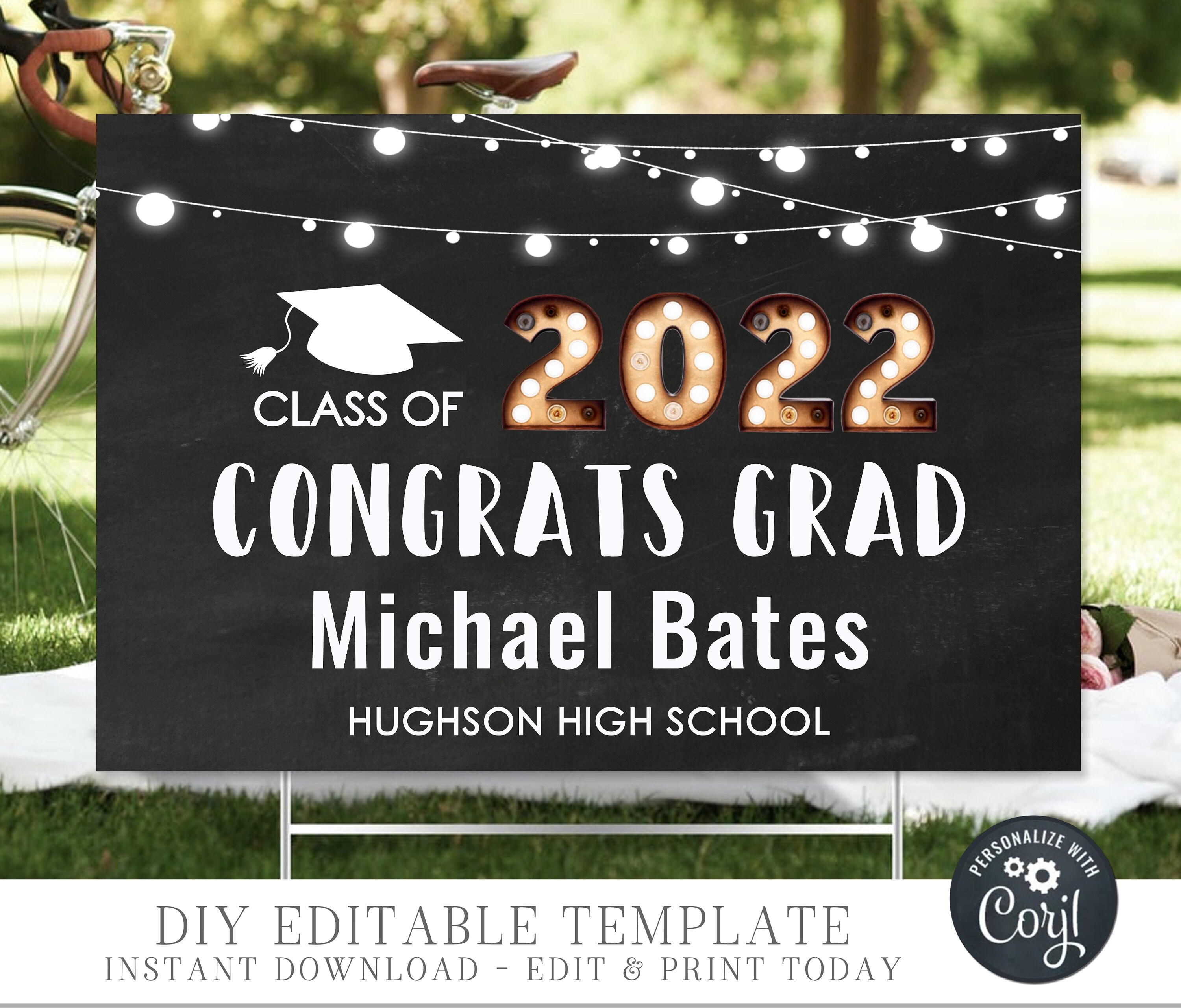 EDITABLE Graduation Yard Sign Class of 2022 Graduation Sign | Etsy