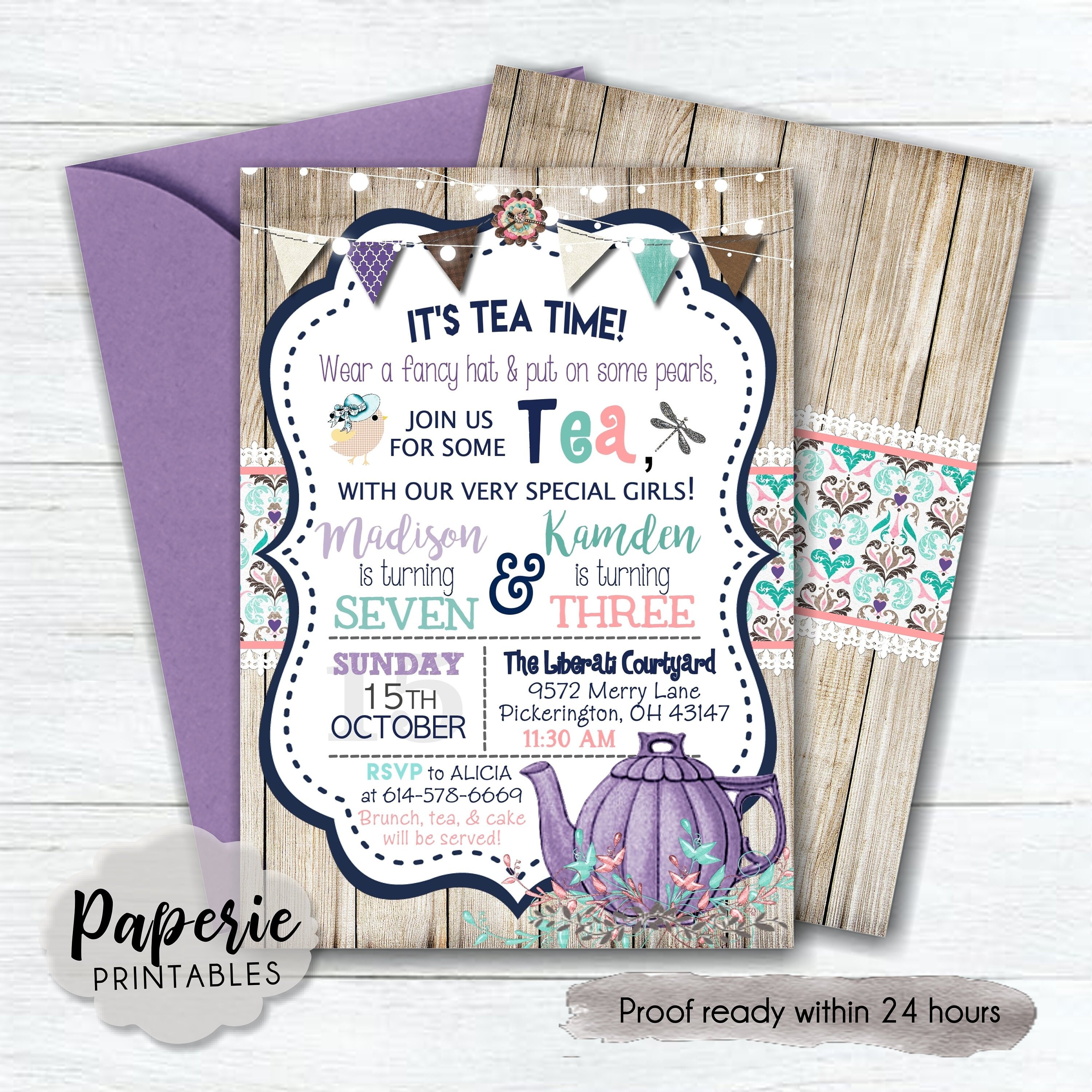 Tea Party Birthday Party Invitation Tea Party Invitation | Etsy