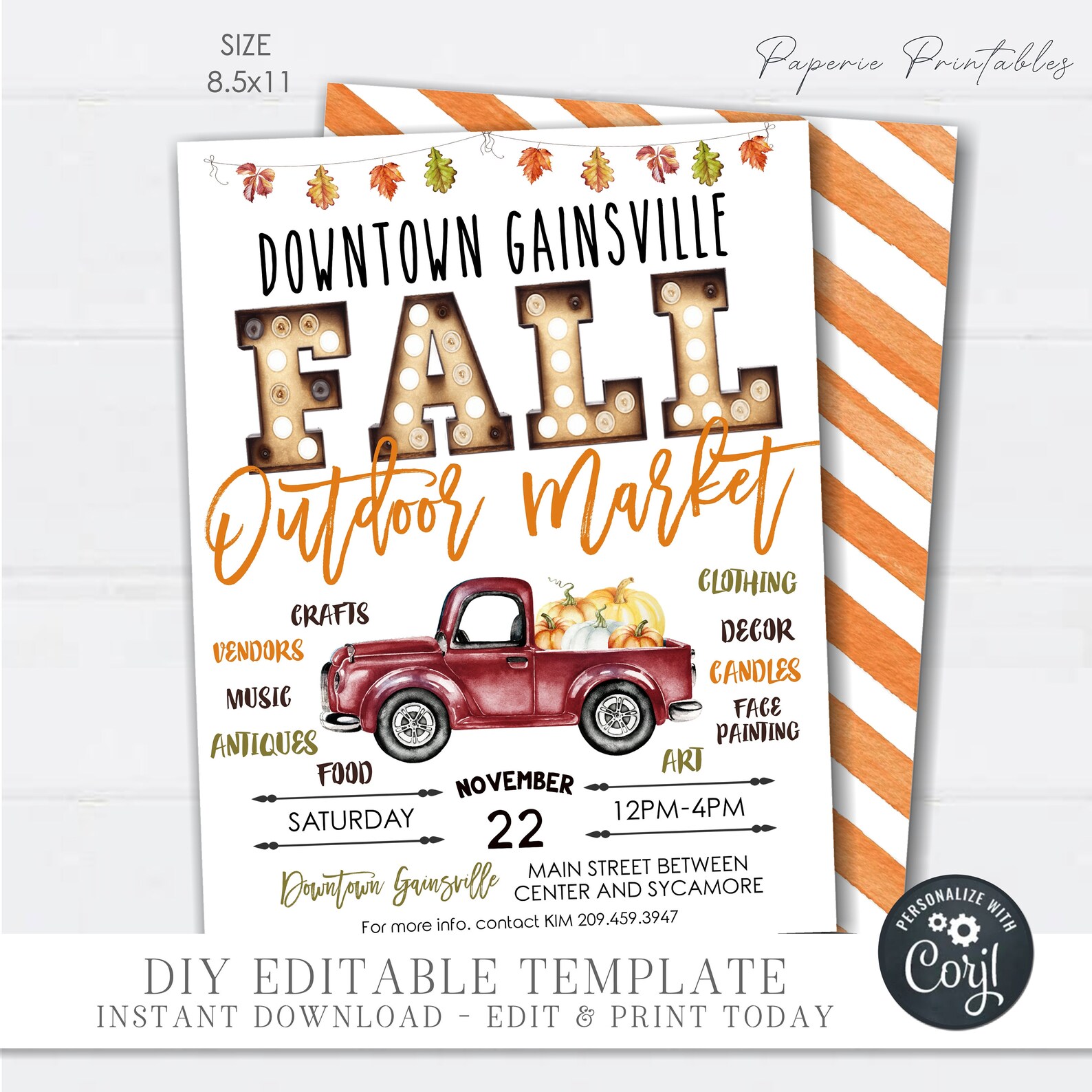 EDITABLE Fall Holiday Market Flyer Fall Shopping Flyer - Etsy