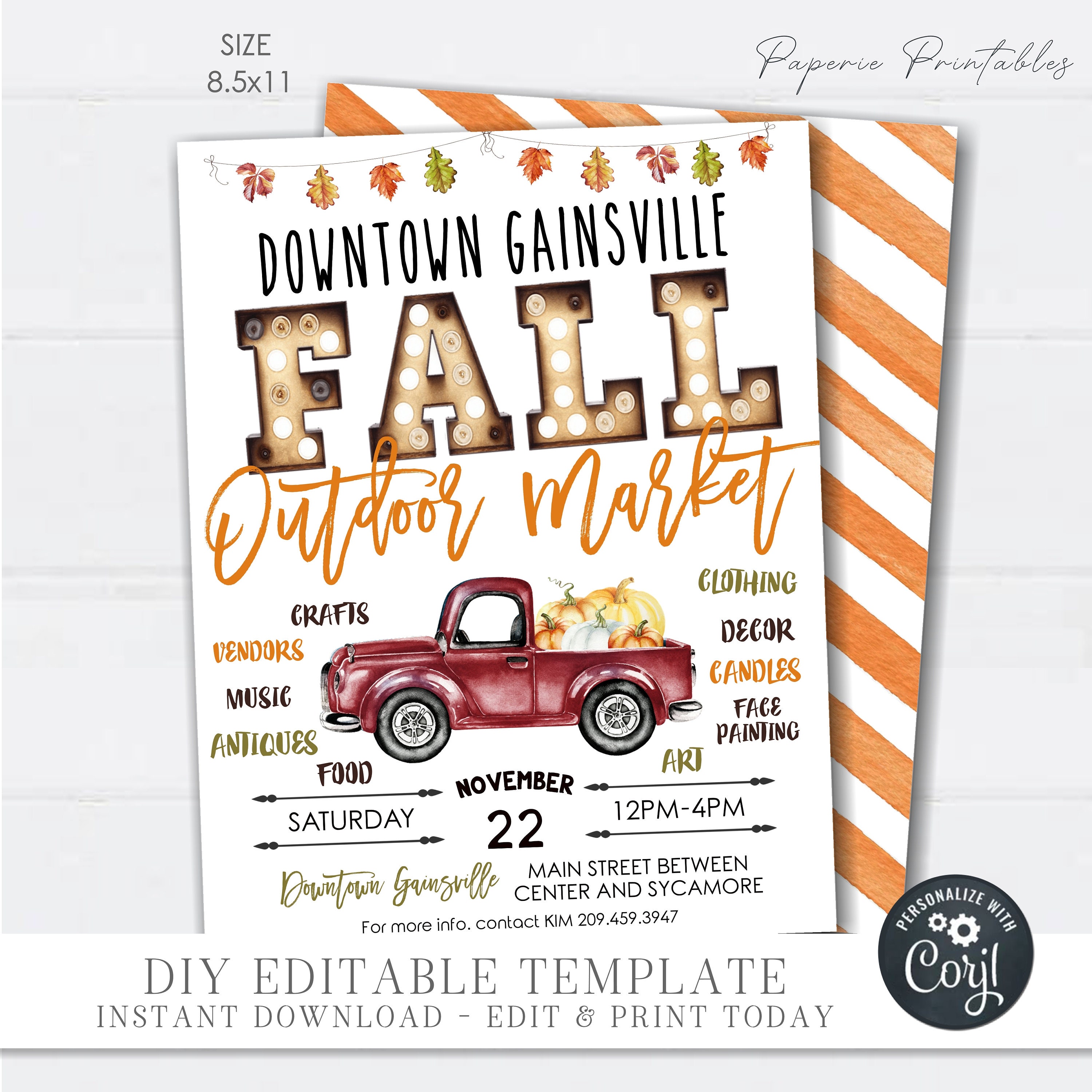 EDITABLE Fall Holiday Market Flyer Fall Shopping Flyer - Etsy