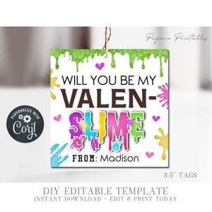 EDITABLE Slime Valentine Cards, Valen-slime Cards, School Valentine ...