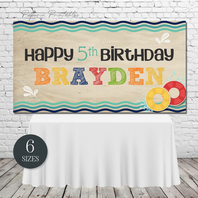 EDITABLE Pool Party Birthday Backdrop Pool Party Birthday - Etsy