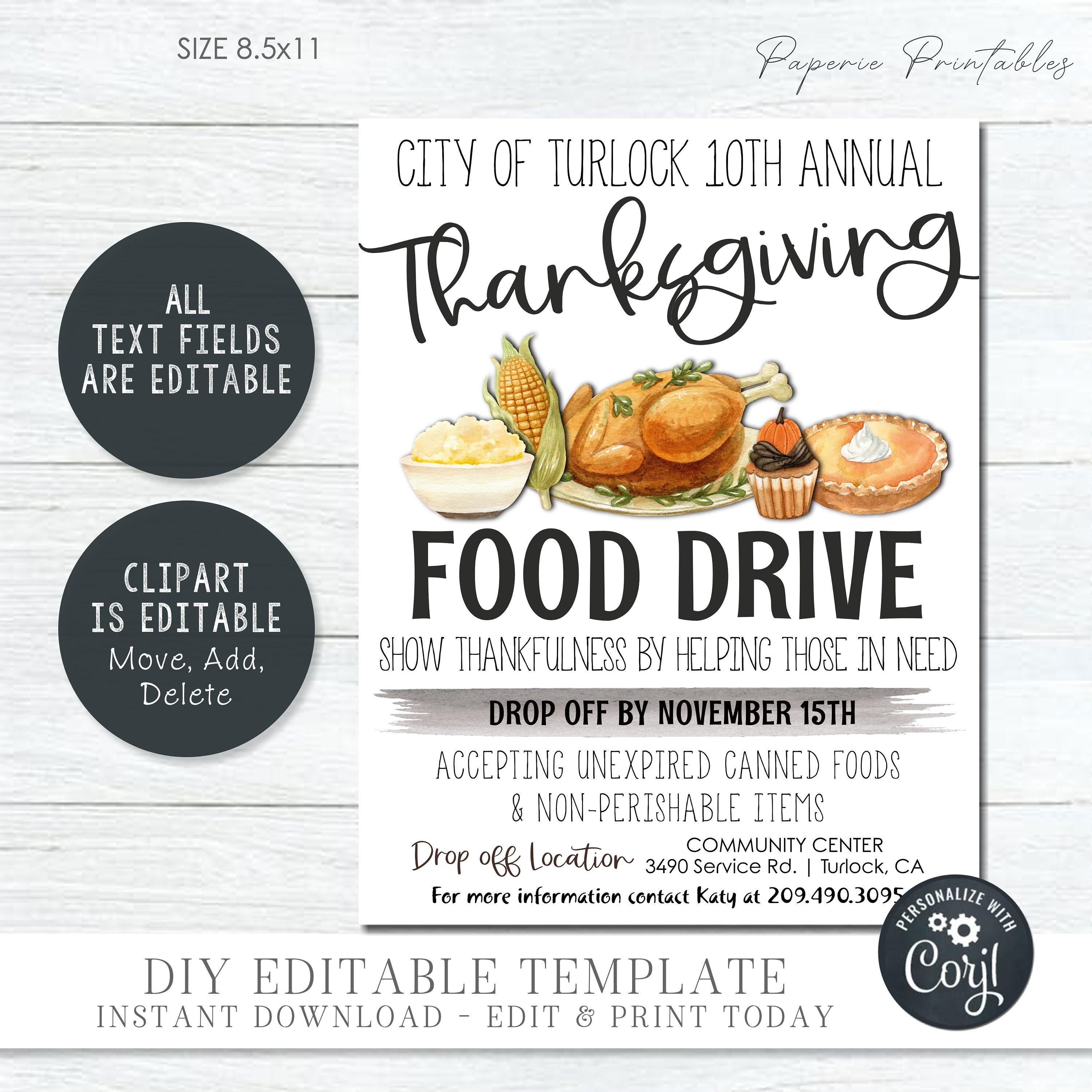 EDITABLE Thanksgiving Food Drive Flyer Food Drive Flyer - Etsy