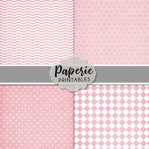 Pink & White Pattern Digital Paper, 8.5x11 Digital Scrapbooking Paper ...